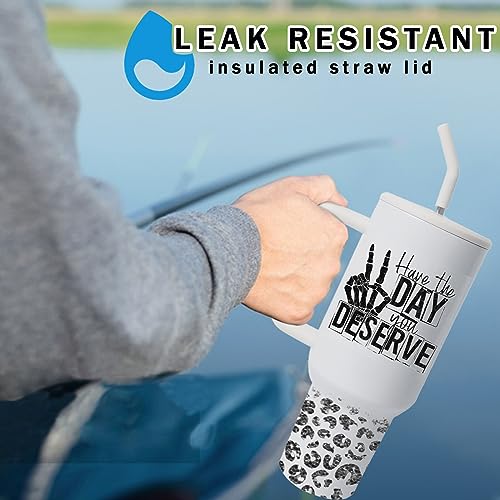 Towsnails 40oz sublimation tumbler with Handle | Leak-proof Lid and Straw | Insulated Coffee Mug Stainless Steel Travel Mug | Modern Insulated Tumblers Cupholder Friendly (2PACK/ White