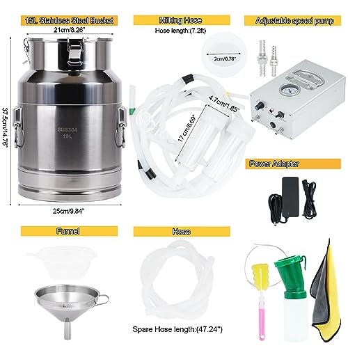 NAOEDEAH Electric Goat Milking Machine for Goat Milker 15L Pulsating Automatic Portable Goats Milking Machine Electric Plug-in Adjustable Powerful Pulsation Vacuum Milker Machine (15L for Goat)
