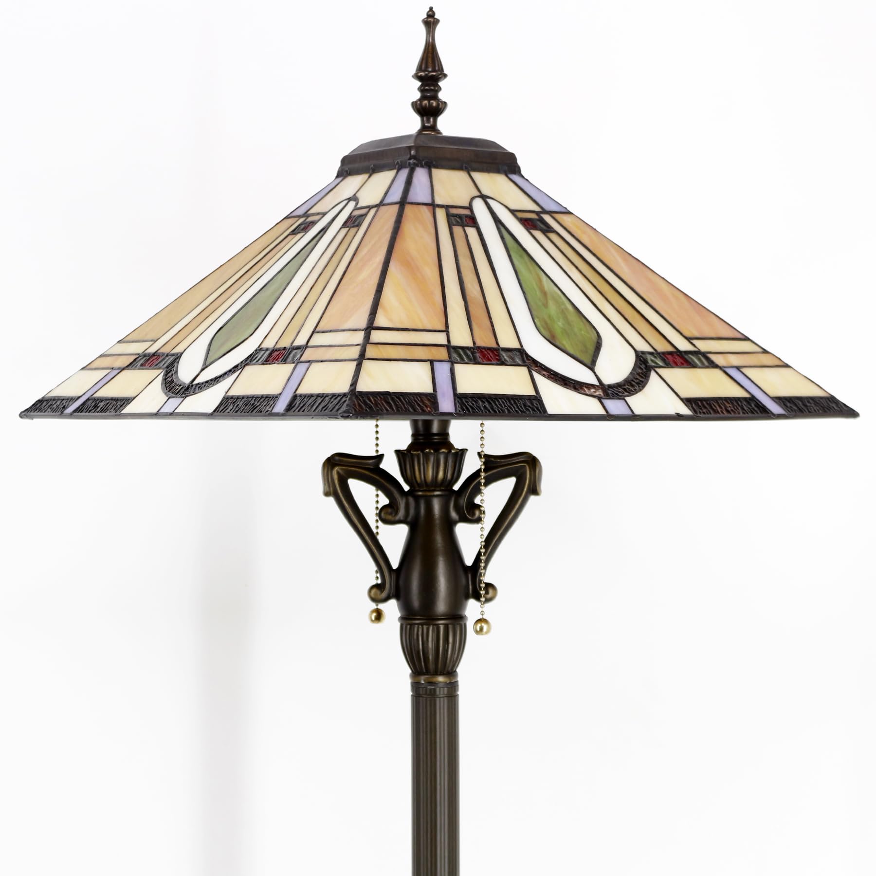 AVIVADIRECT Tiffany Floor Lamp Geometry Mission Style Stained Glass Standing Reading Light 16X16X64 Inch