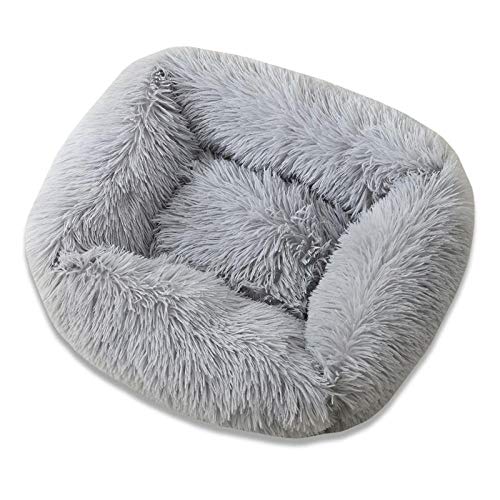 Bed Xs Size Plush Square Beds for Cats Dogs Super Soft Winter Warm Sleeping Mats for Dogs Cats 1Pcs Light Gray