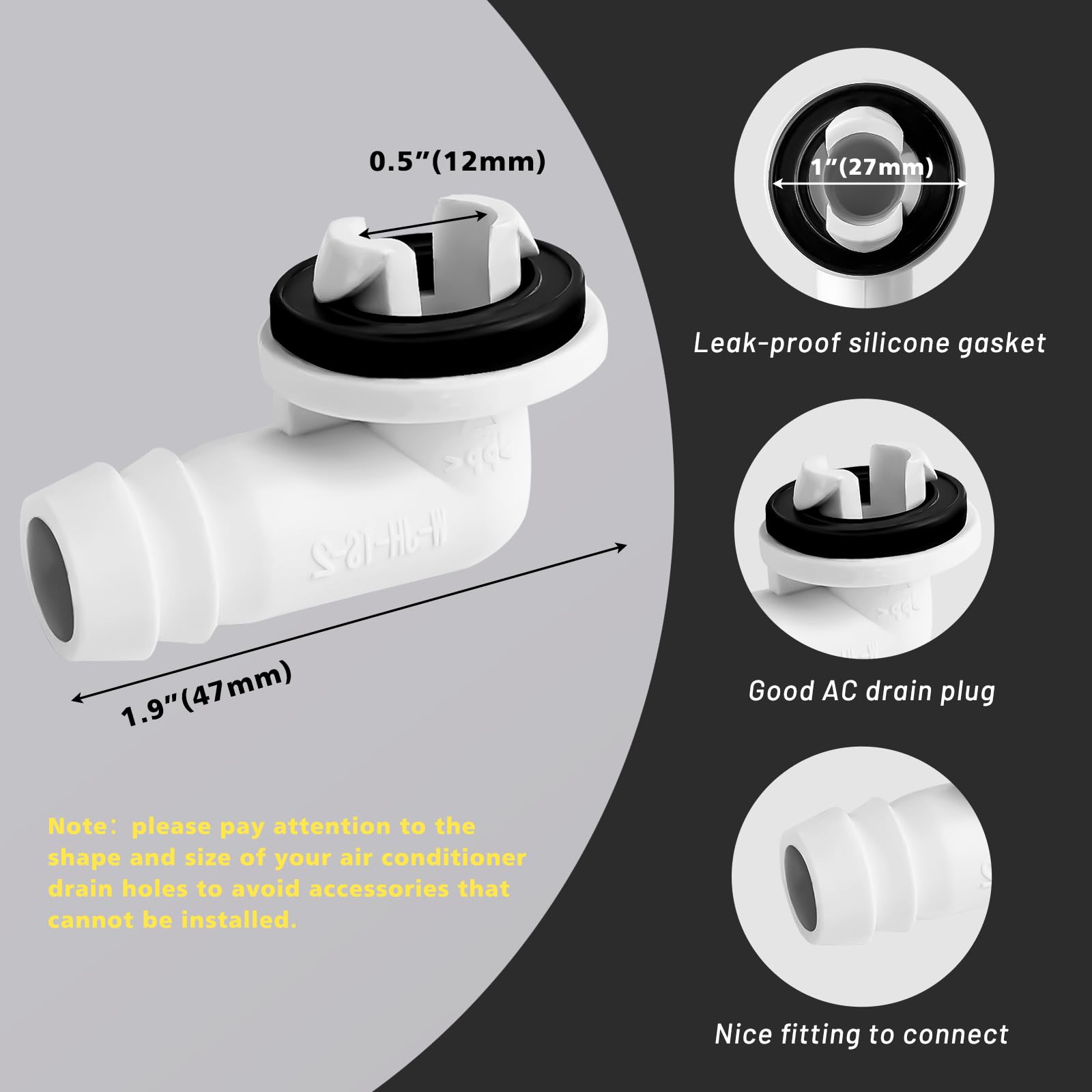 10ft Air Conditioner Drain Hose, AC Drain Hose Connector(3/5 inch),Window Air Conditioner Drain Kit for Universal Mini-Split Unit (White-1Pack)