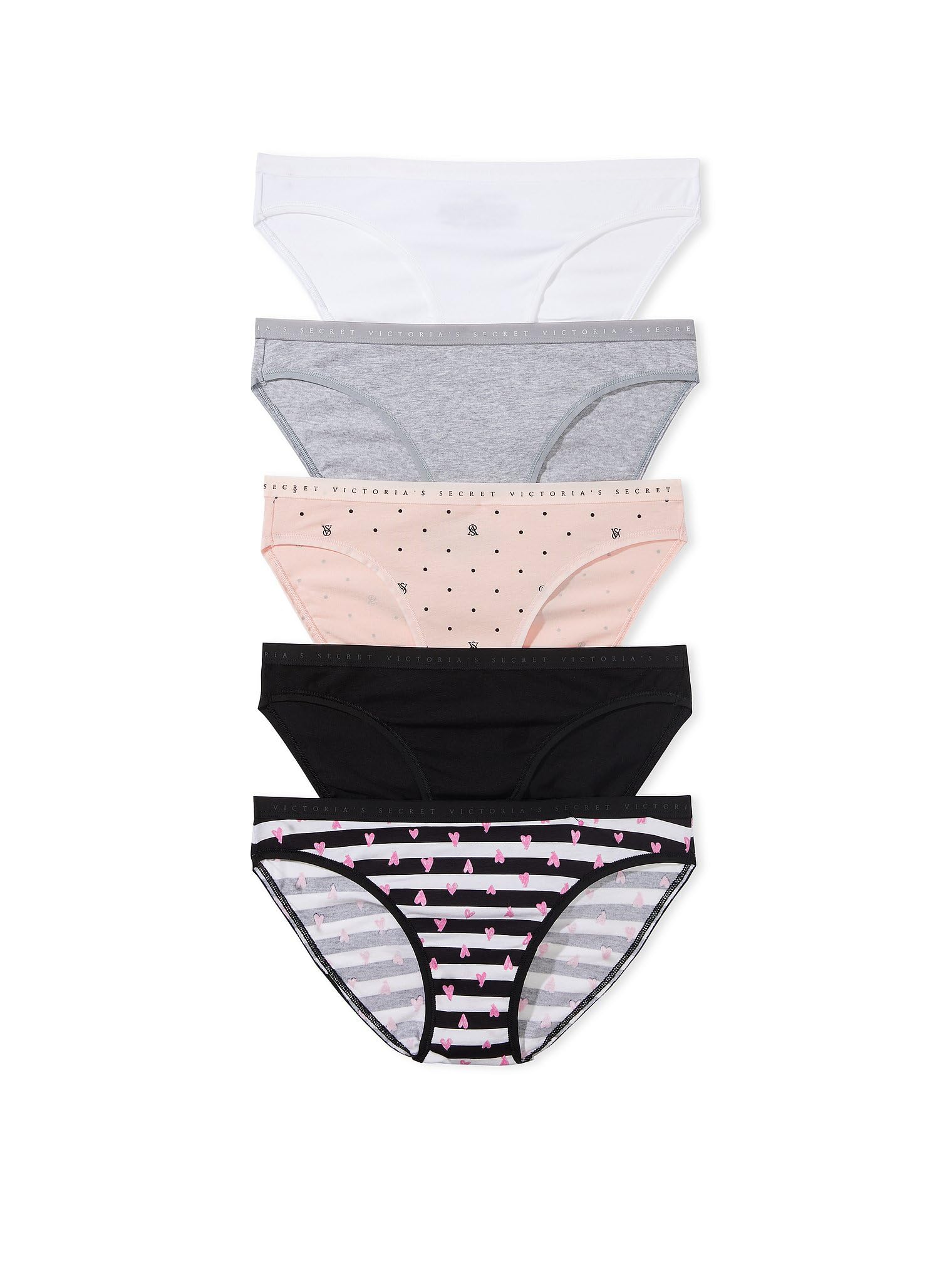 Victoria's Secret Women's Cotton Bikini Underwear, Moderate Coverage Panties for Women, Multi Pack, New Neutrals Mix (M)