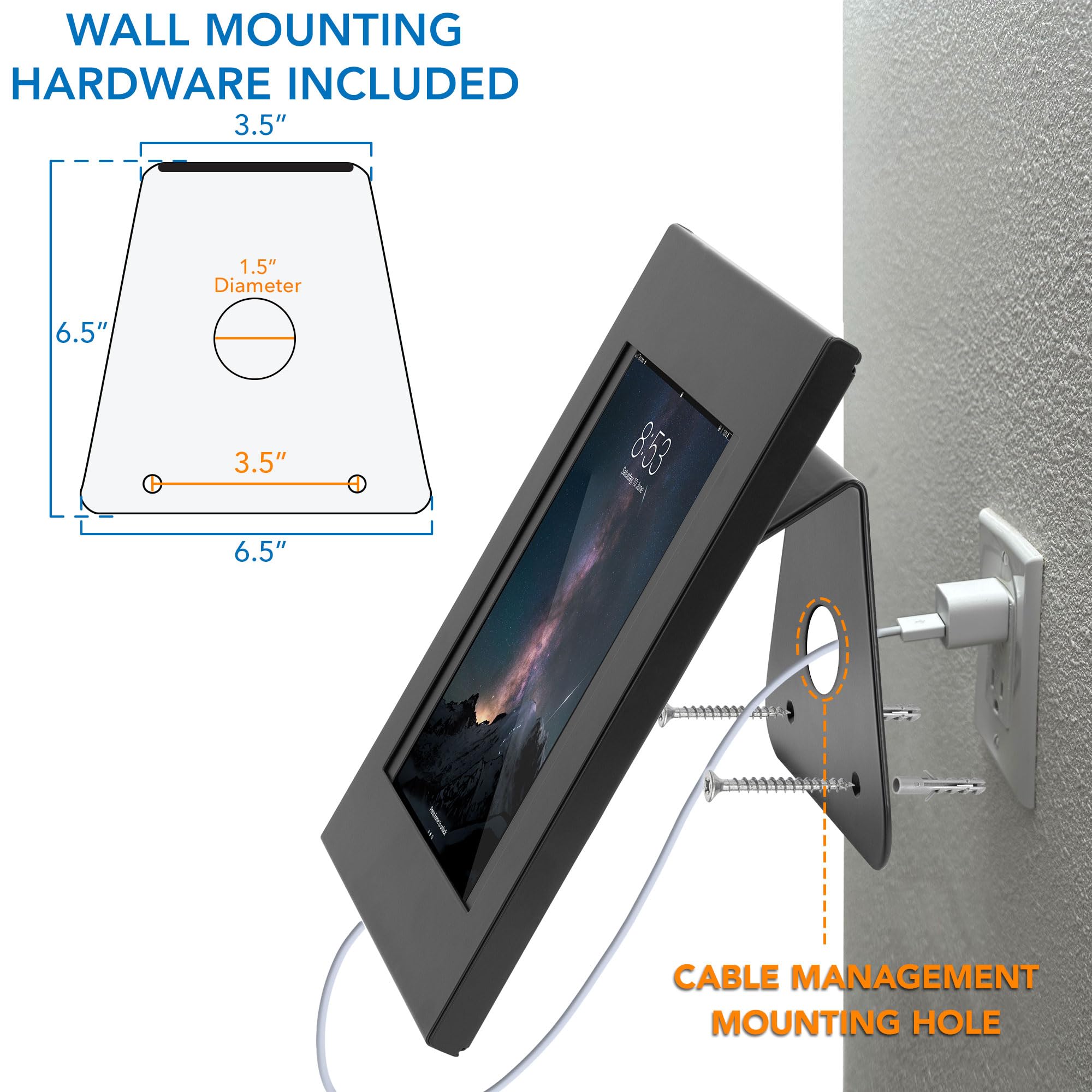 Mount-It! Anti-Theft Tablet Kiosk, Locking Tablet Enclosure with Counter Top and Wall Mount Base, Universal Enclosure for iPads Gen 7, 8, 9 and 10, iPad Pro, iPad Air, Black