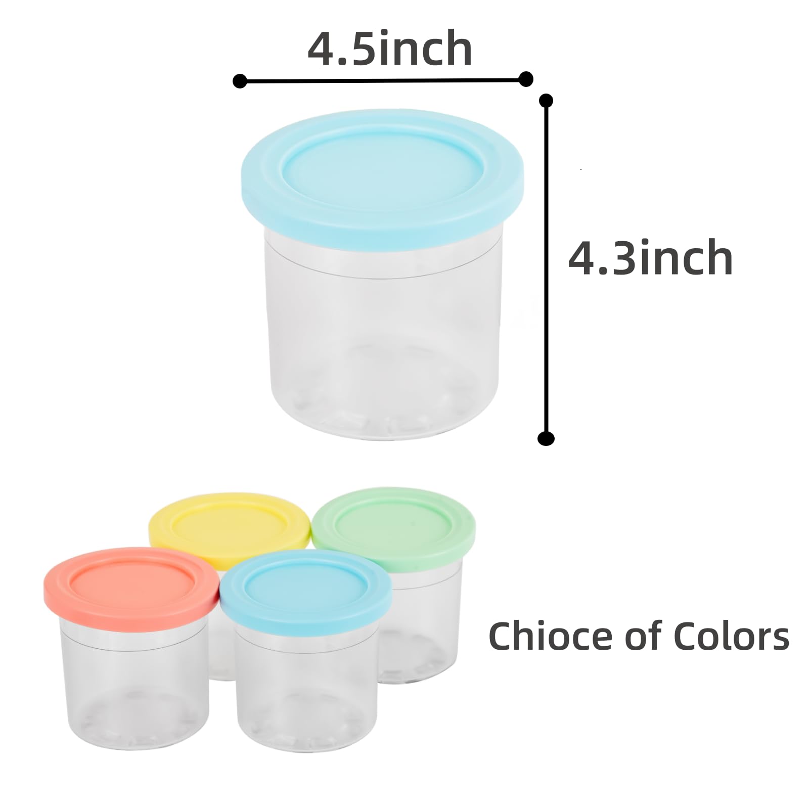 TFUTLT Containers Replacement for Ninja Creami Pints and Lids - 4 Pack with Leak Proof Lids,Ice Cream Containers Compatible with NC301 NC300 NC299Series Ice Cream Maker,Tubs Dishwasher Safe 16oz Cups