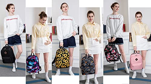 School Backpack for Women & Men - Casual School Backpack Water Resistant Bookbag with Laptop & Bottle Side Pockets for Boys Girls School Bag for Elementary Middle High School College Students
