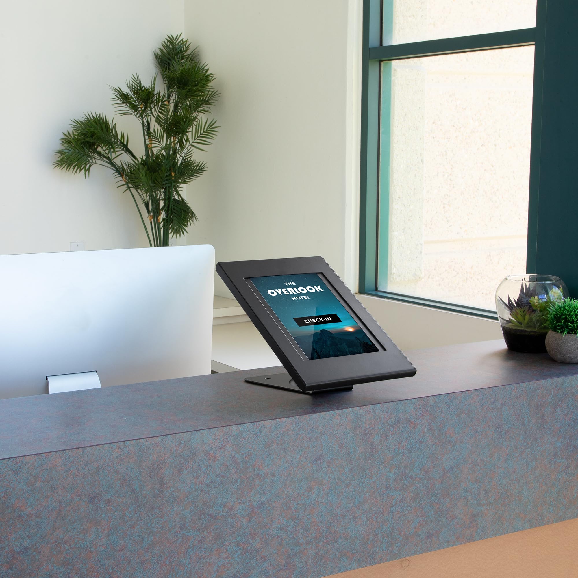 Mount-It! Anti-Theft Tablet Kiosk, Locking Tablet Enclosure with Counter Top and Wall Mount Base, Universal Enclosure for iPads Gen 7, 8, 9 and 10, iPad Pro, iPad Air, Black