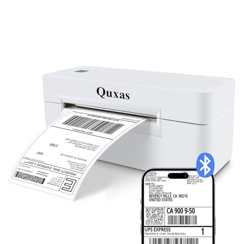 Quxas Bluetooth Thermal Shipping Label Printer 4X6 Lable Inkless Printer Portable Printer Compatible with Android, iPhone and Windows, Used for Ebay, Amazon, Shopify, Etsy, USPS(JK-402A