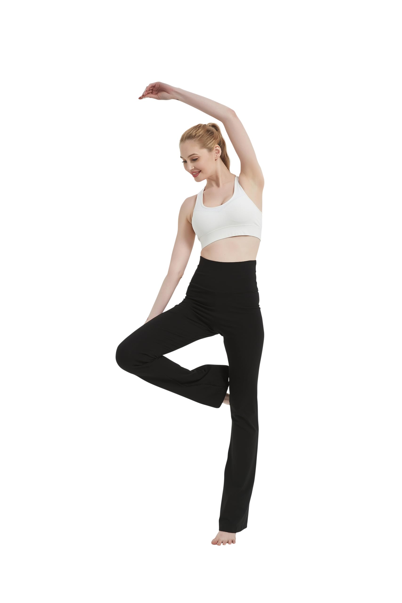 MC&LO Cotton Spandex High Rise Bootcut Flare Yoga Pants Legging(Regular Size/Plus Size) S-4XL (36" Inseam) Brown