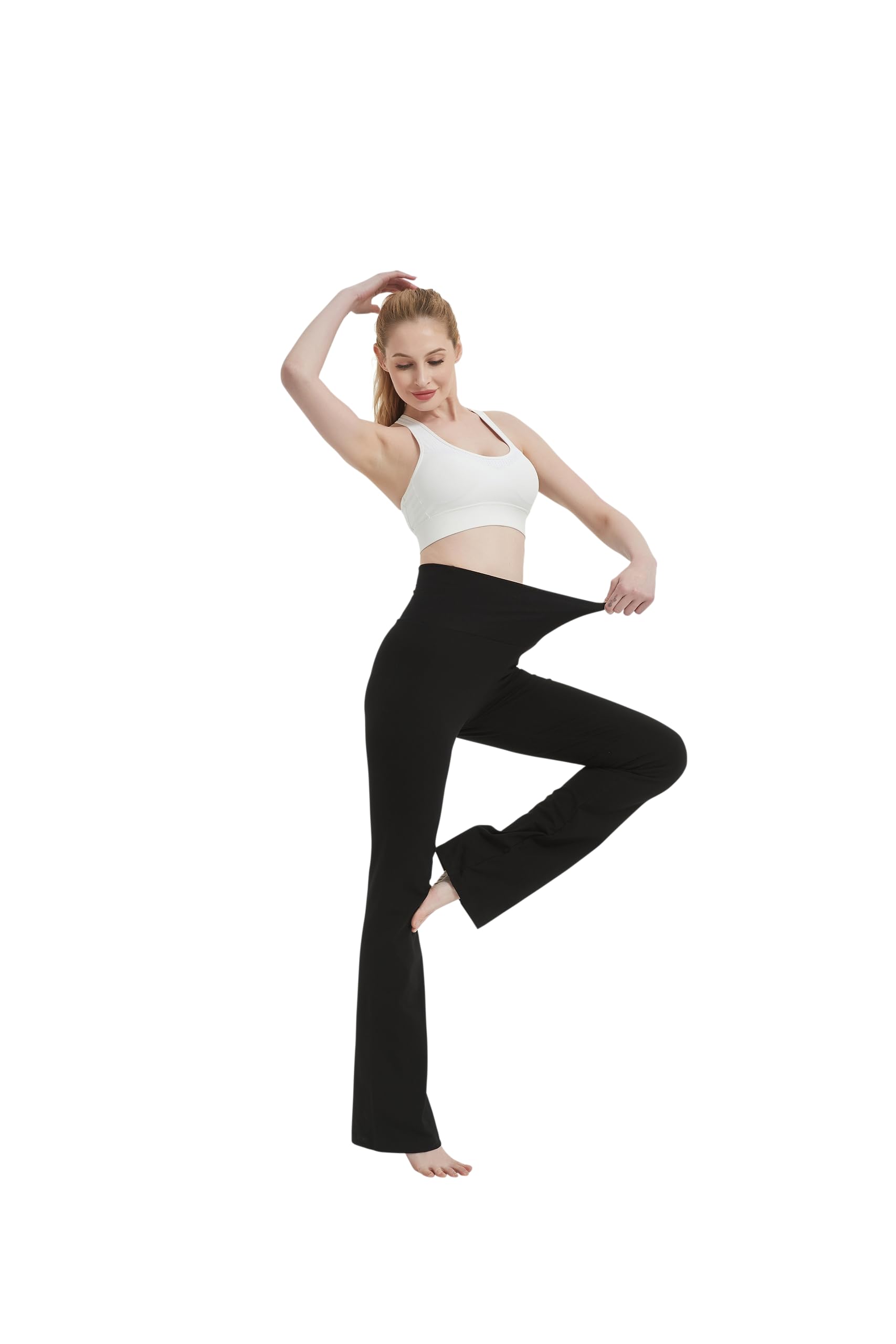 MC&LO Cotton Spandex High Rise Bootcut Flare Yoga Pants Legging(Regular Size/Plus Size) S-4XL (36" Inseam) Brown