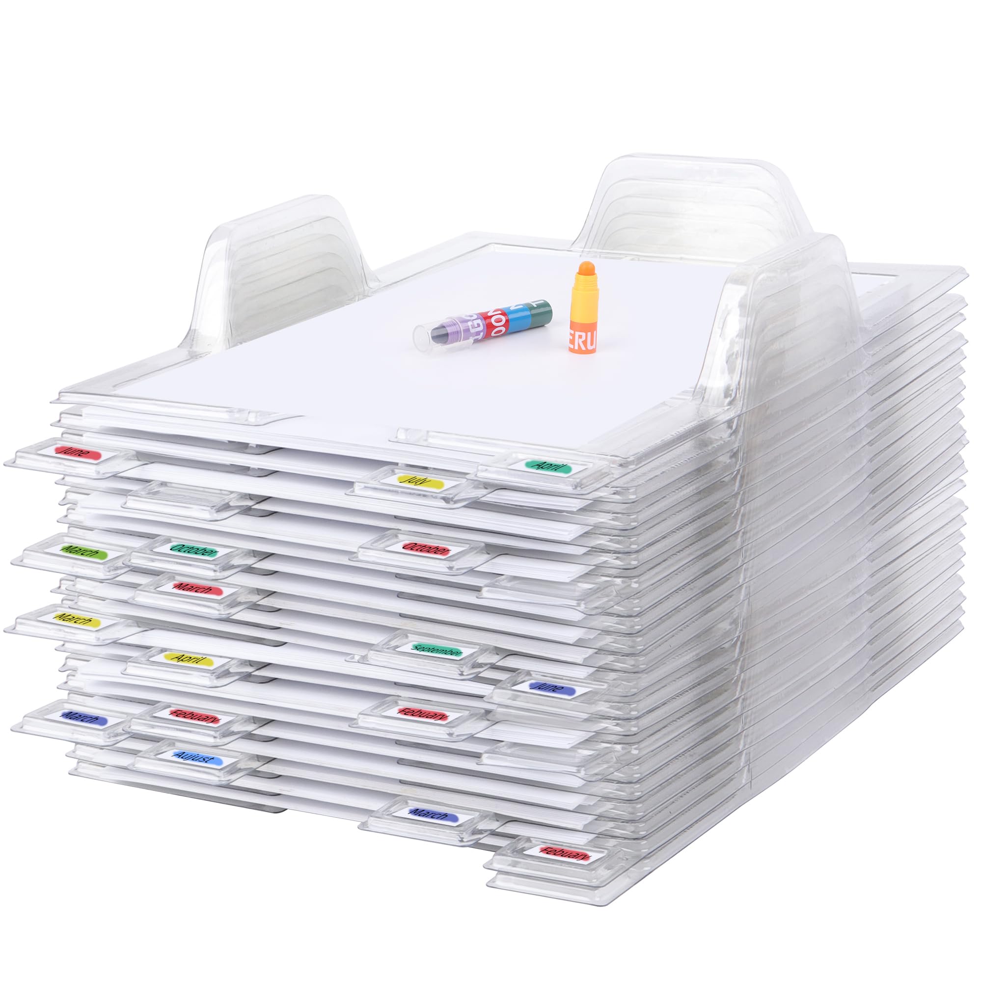 AUKUS Stackable Paper Organizers - Durable and Sturdy File Trays for Desk, Transparent Design - Ideal for Office, School, Home - A4 Size, 24 Pack