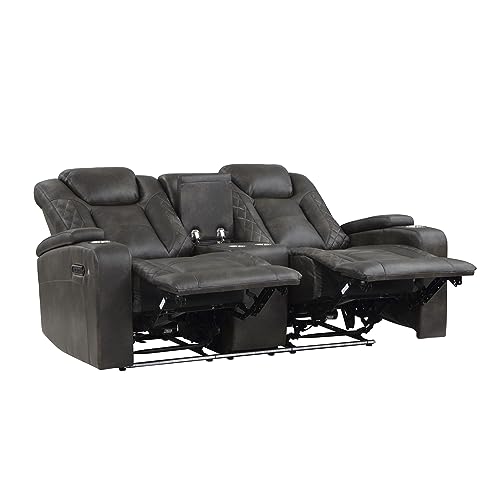 Lexicon 72" Power Reclining Sleeper Sofa Couch with USB Ports, Home Theater Power Reclining Loveseat with Cup Holders, Power Recliner Couch for Living Room, Bedroom, Office, Apartment, Brownish Gray