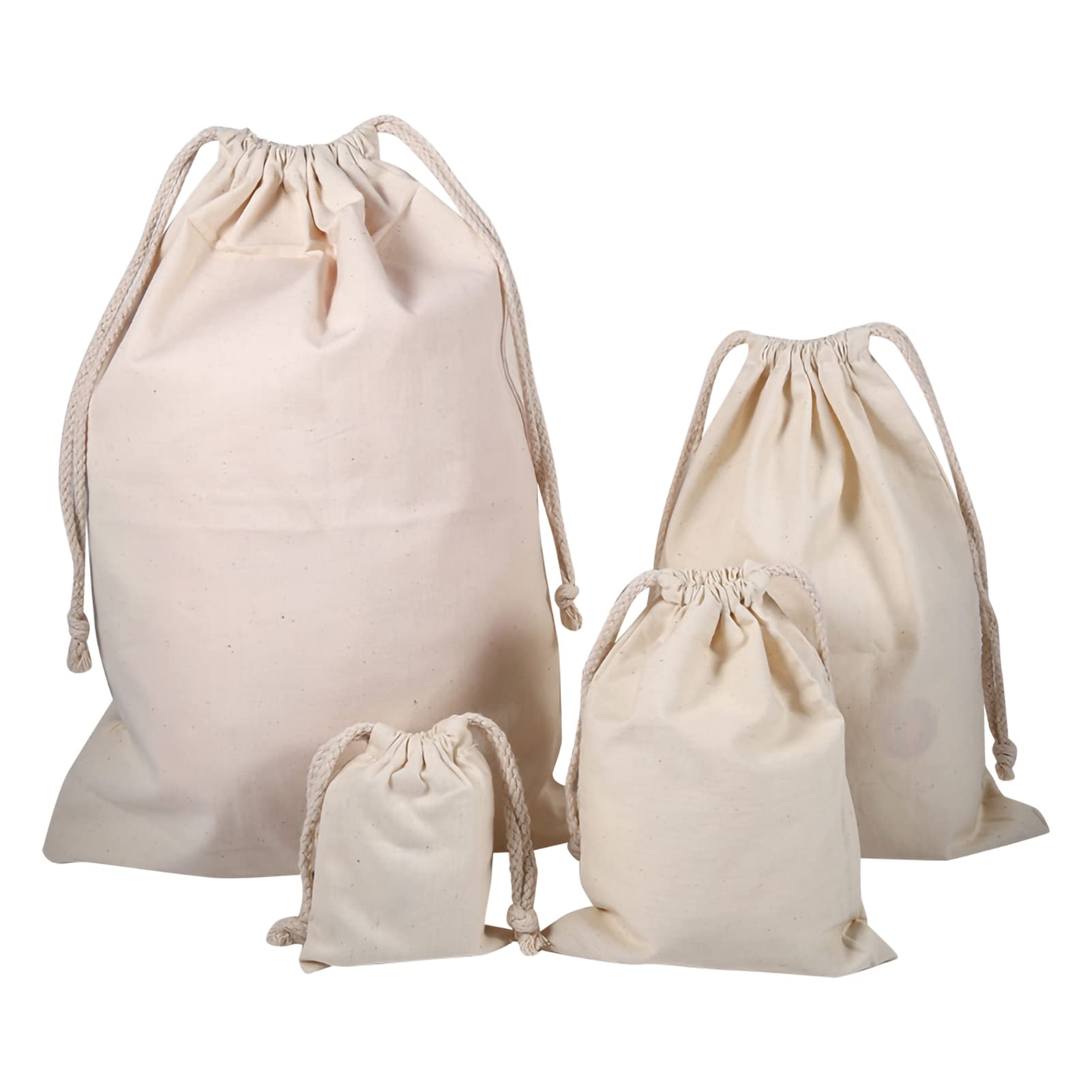 Bags Cotton Stuff Bag Household Plain Cotton Drawstring Storage Laundry Sack Stuff Bag for Travel Home Use(22x28cm)