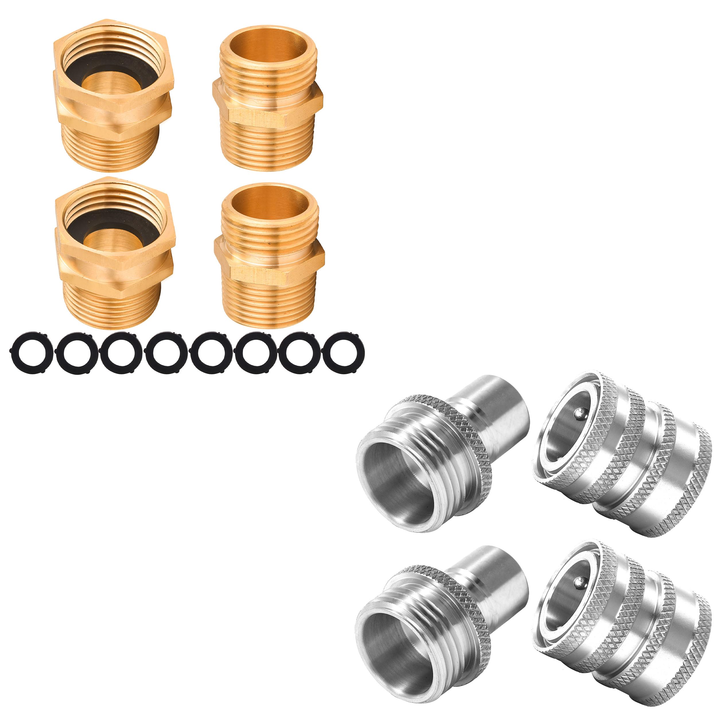 M MINGLE Garden Hose Adapter with Extra 8 Washers, Garden Hose Quick Connect Fittings