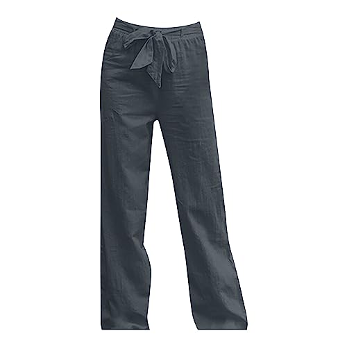 Cargo Pants for Women Women's Cotton Linen Sweatpants Straight Leg Adjustable Waistband Elastic Loose Work Casual Trousers (Grey, XL) Cheap Makeup Under 2 DollarCheep Stuff