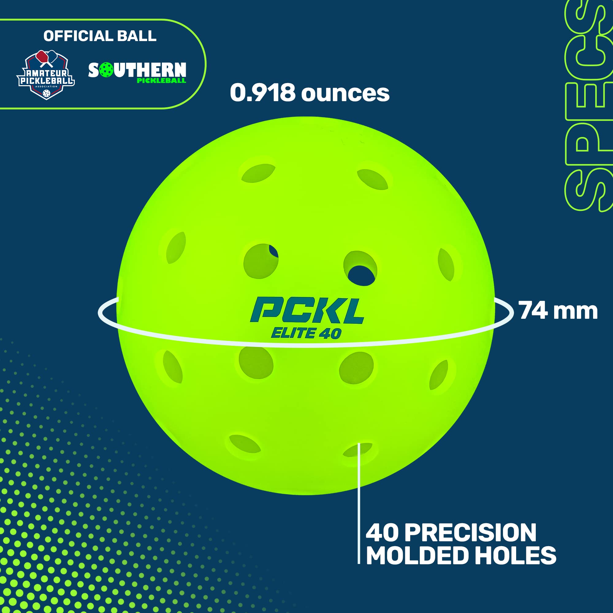 PCKL Elite 40 Pickleball Balls | Tournament and Competition Ball | 4 Pack of Balls | 50 Pack | 100 Bulk Pack | USA Pickleball Approved (12 Pack, Neon Green)