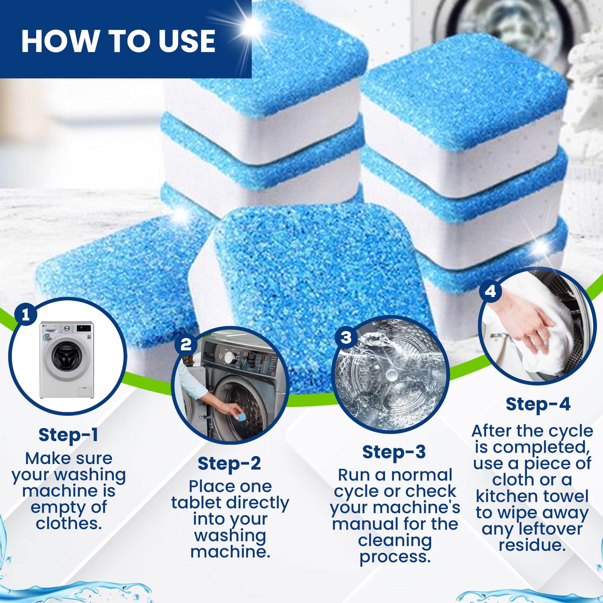 Washing Machine Cleaner & Dishwasher Cleaner Tablets - 48-Pack Bundle Compatible with Front Loader - Top Loader & He Machines and all Dishwashers Removes Buildup Lime Scales and residues - Septic Safe