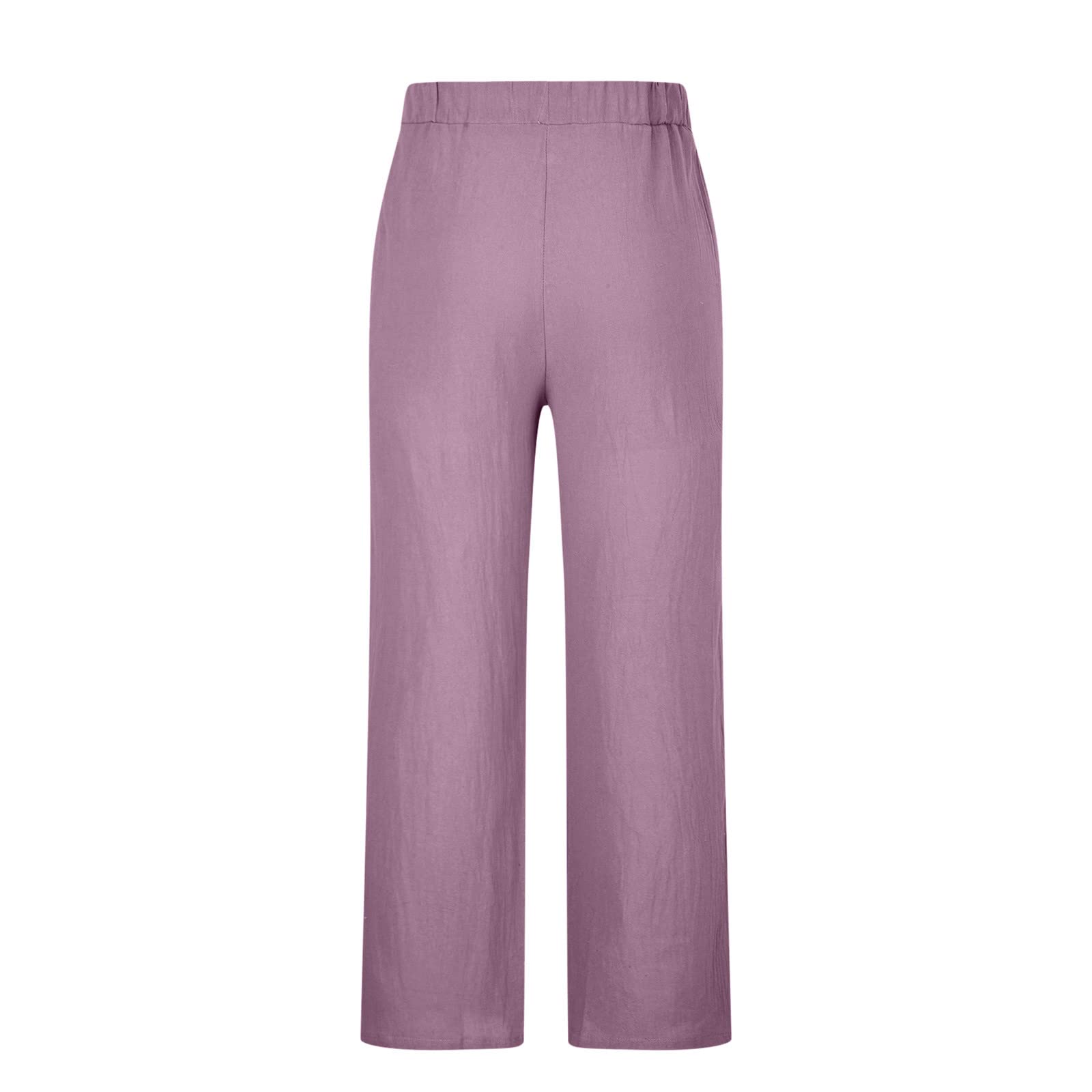 Men Pants Elastic Waistband Mens Lightweight Pants Casual Stylish Cotton Linen Loose Trouser Summer Drawstring Elastic Waist Beach Sweatpants Pink M