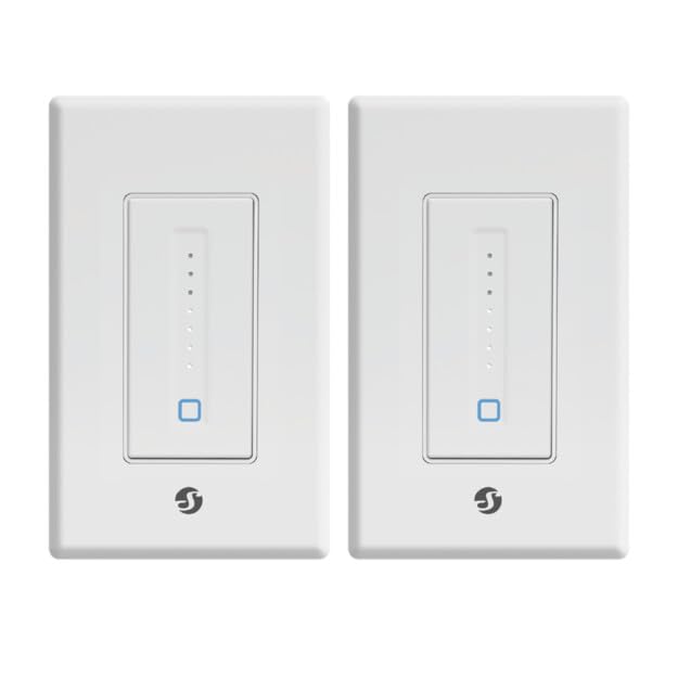 Shelly Plus Wall Dimmer | WiFi Smart Wall Dimmer Relay | Home Automation | Bluetooth Gateway | Compatible with Alexa & Google Home | No Hub Required | Timer Schedule | Dimmable Lights (2 Pack)