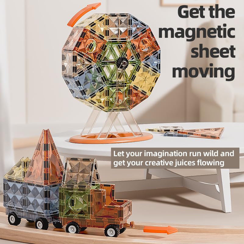 Jofarstep Magnetic Tiles 55 Pcs Set for Kids 3D Magnet Building Blocks Educational STEM Toys for Kids Preschool (55 PCS)