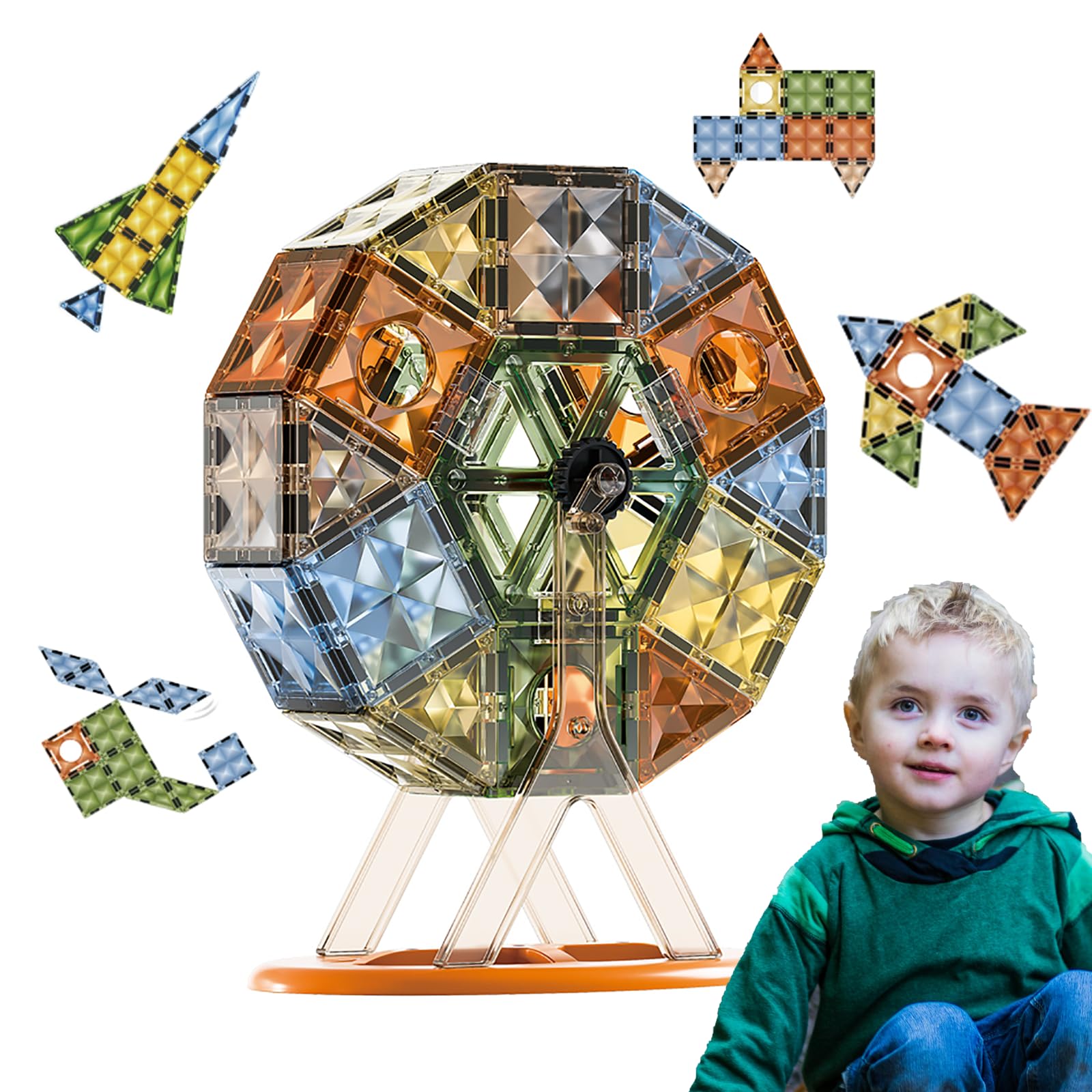 Jofarstep Magnetic Tiles 55 Pcs Set for Kids 3D Magnet Building Blocks Educational STEM Toys for Kids Preschool (55 PCS)