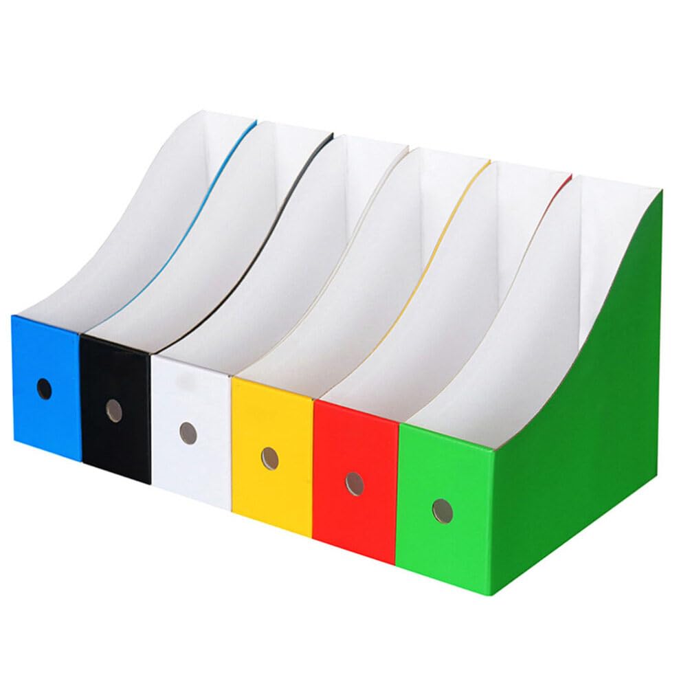 NUOBESTY 6pcs Box Color document holder desktop organizer bookshelf book shelves plastic file folder desk organizers and storage book organizer Vertical office Management shelf Paper