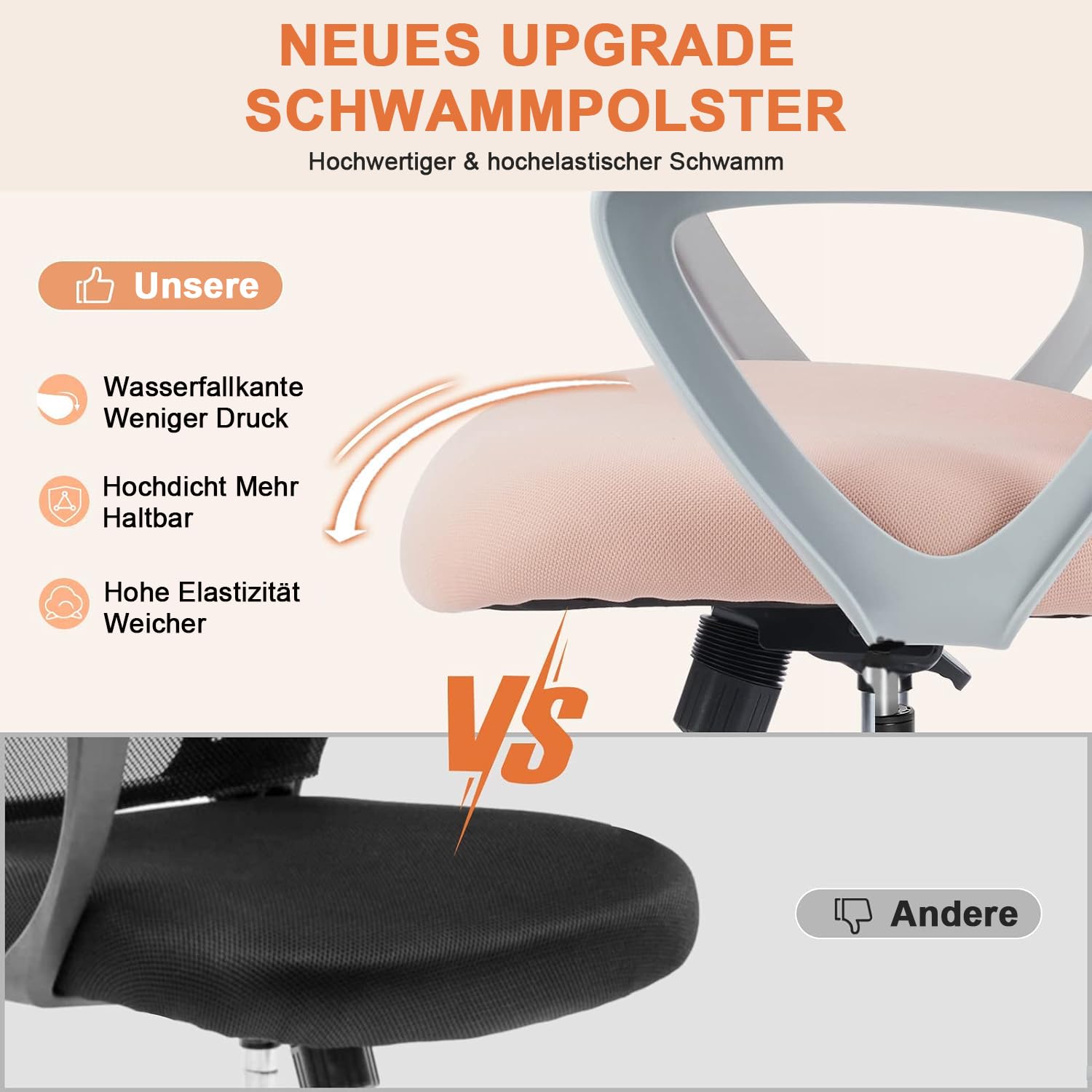 Sweetcrispy Office Computer Desk Chair, Ergonomic Mid-Back Mesh Rolling Work Swivel Task Chairs with Wheels, Comfortable Lumbar Support, Comfy Arms for Home, Bedroom, Study, Student, Pink