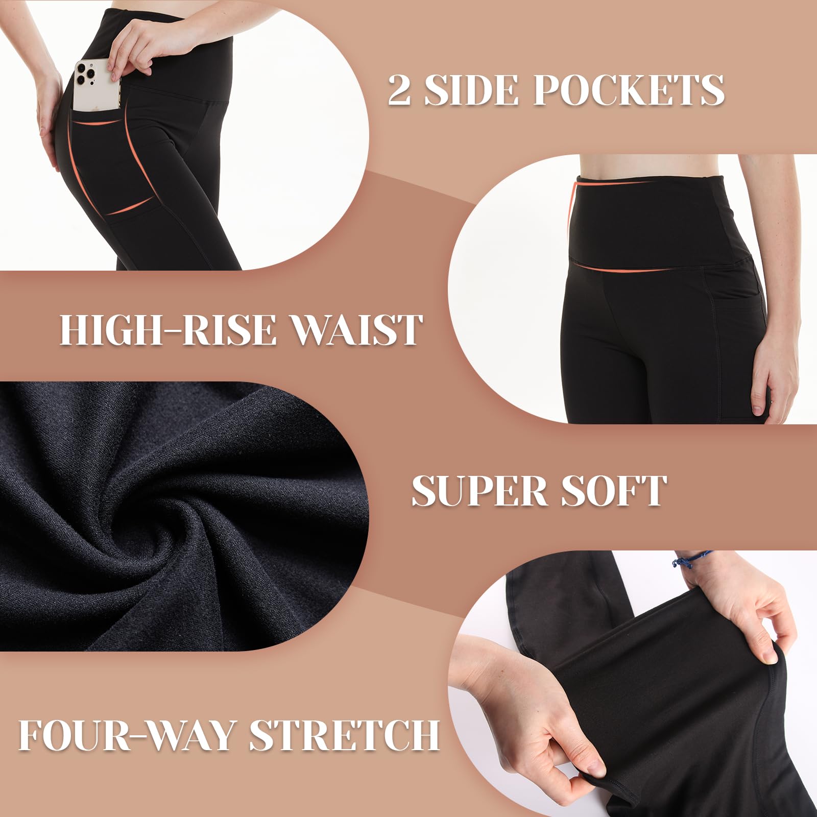 QGGQDD 3 Pack Black High Waisted Leggings for Women - Soft Workout Yoga Athletic Leggings