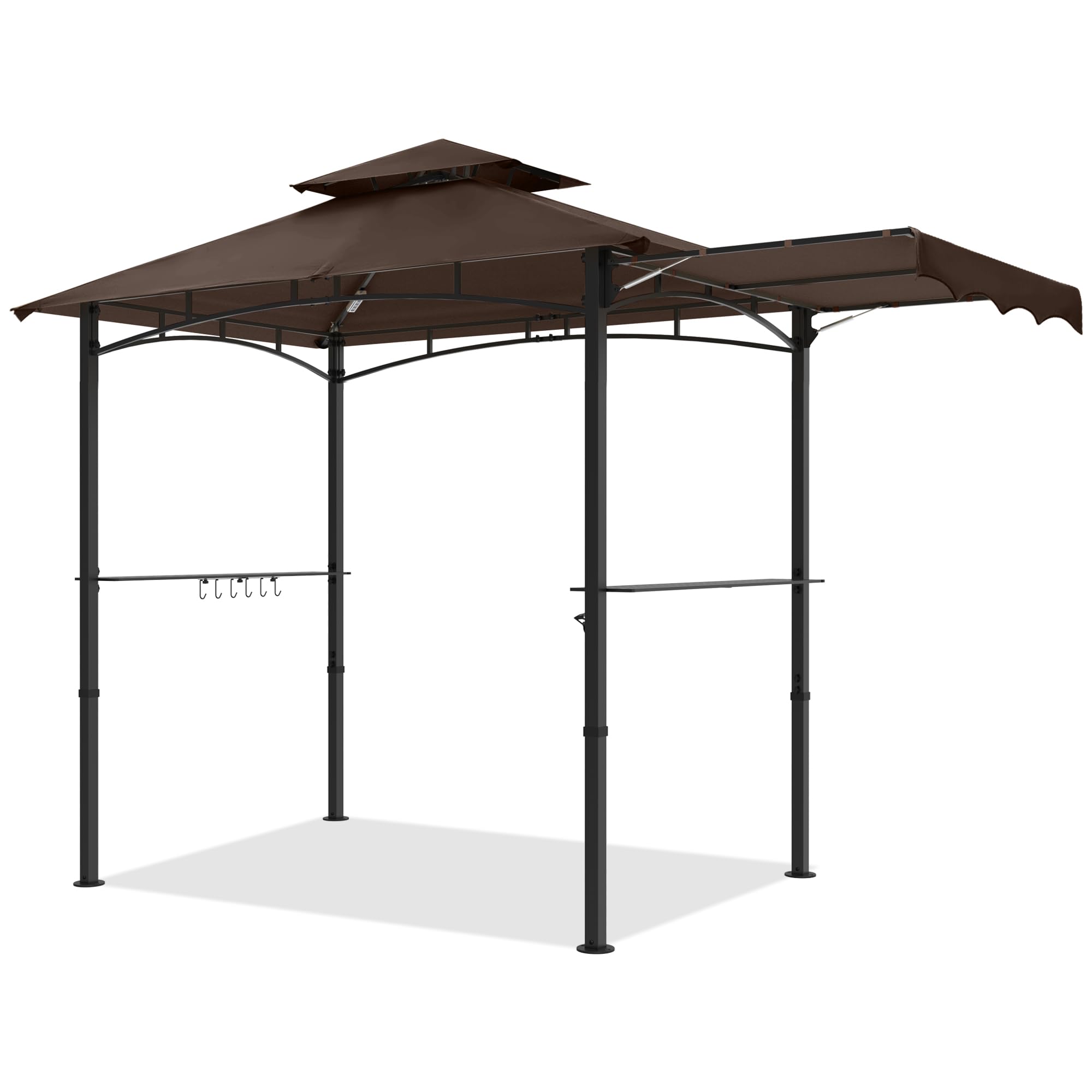 MASTERCANOPY 11 x 5 Grill Gazebo with Extra Side Awning Outdoor BBQ Gazebo with 2 LED Lights for Patio Party Backyard Picnic(Brown)