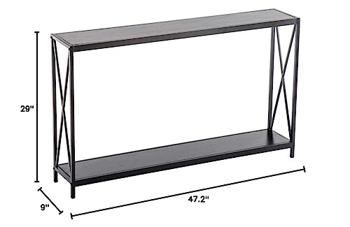 Volowoo Industrial Console Table, 3-Tier Entryway Table, Hallway Table, Narrow Sofa Table with Shelves, Entrance Table for Entryway, Living Room, Foyer, Hallway, Office, (Black)