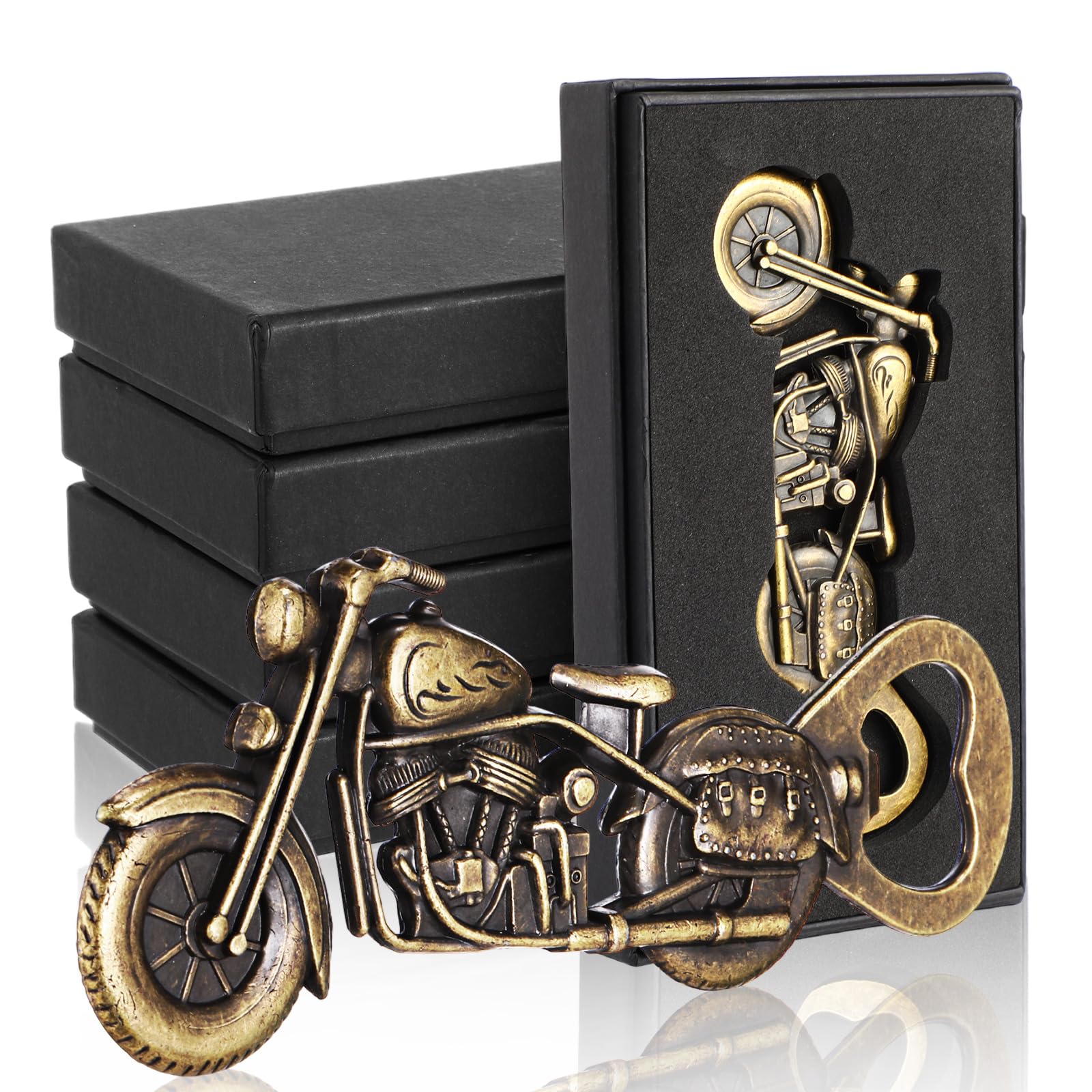 Mifoci 6 Pcs Motorcycle Beer Gifts for Men Vintage Motorcycle Bottle Opener Father's Day Biker Party Favor Christmas Birthday Gifts for Male Friends Motorcycle Lovers Dad Husband Dad Son Him