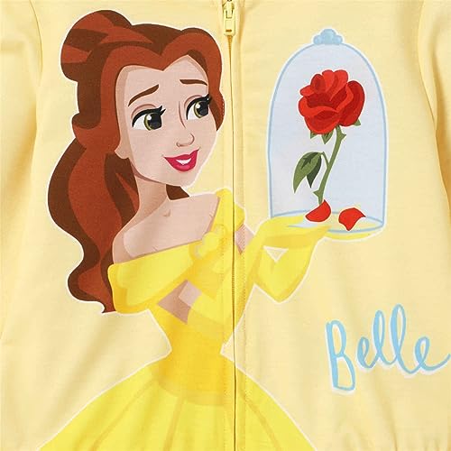 Disney Princess Toddler Girl Zip Up Hoodies Long-sleeve Pullover Sweatshirt Top, Yellow, 3T
