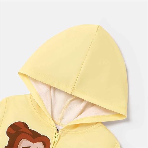 Disney Princess Toddler Girl Zip Up Hoodies Long-sleeve Pullover Sweatshirt Top, Yellow, 3T