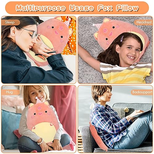 17.7'' Fox Plush Pillow for Girls, Cute Stuffed Animal Hugging Pillow, Soft Plush Toy, Cartoon Sleeping Pillow, Soft Plushie Doll Gifts