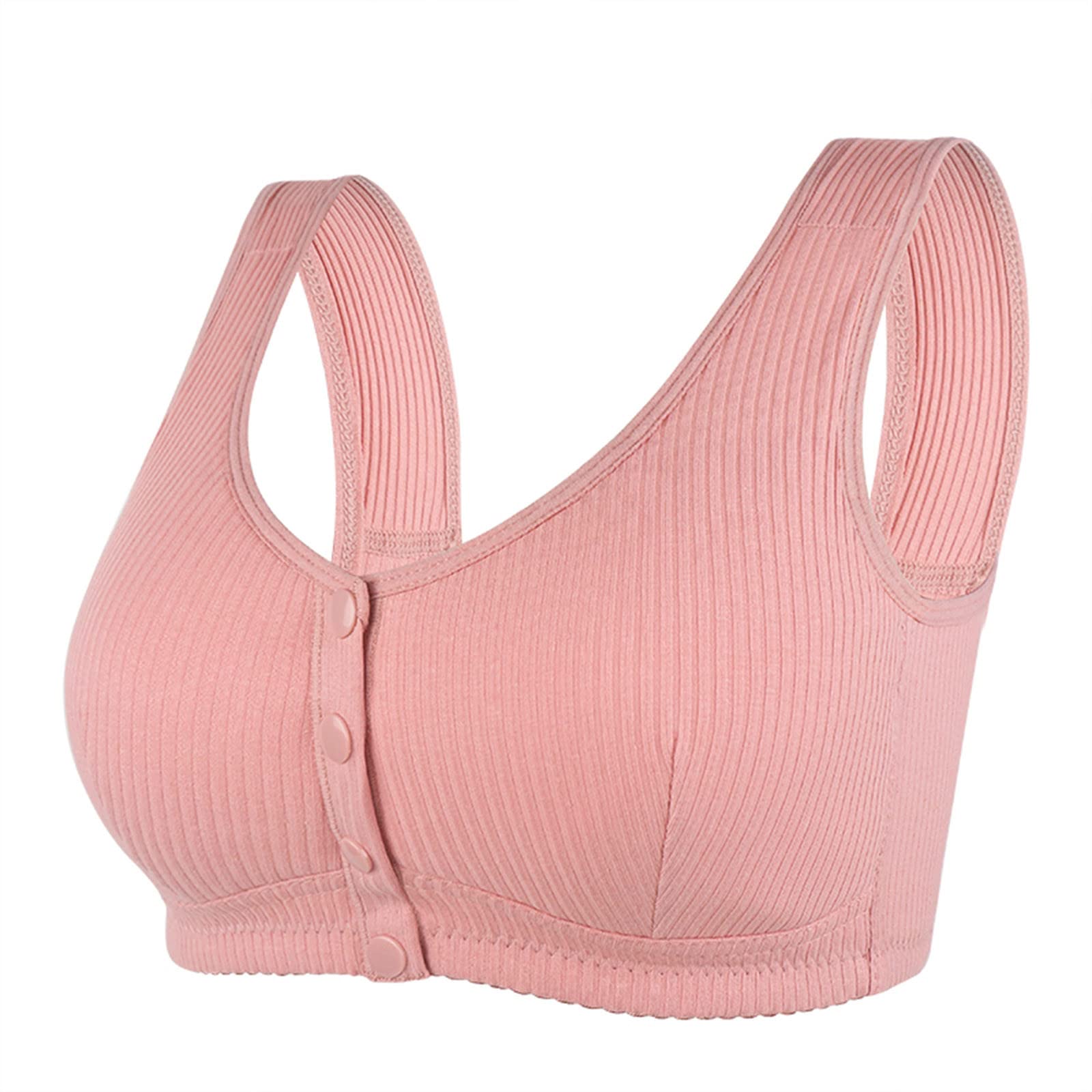 Deals of Day Mastectomy Bra with Pockets for Breast Prosthesis Women Daily Bra Front Closure Wireless Post-Surgery Bra High Support Bra Convenient Front Button Bra Everyday Sleep Bras Pink 5XL