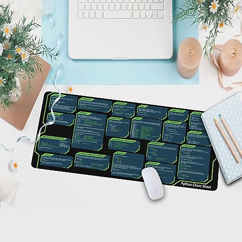 Python Cheat Sheet Mousepad For Beginner, Python Reference Guide Desk Mat, Python CheatSheet For Software Engineers, Gift For AI Programmer Desk Mat KMH
