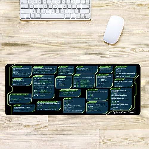 Python Cheat Sheet Mousepad For Beginner, Python Reference Guide Desk Mat, Python CheatSheet For Software Engineers, Gift For AI Programmer Desk Mat KMH