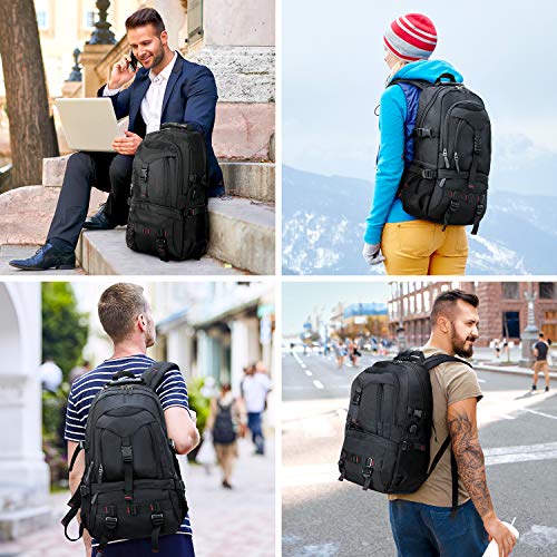 Tocode Laptop Backpack with USB Charging Port & Headphone Port, 17-Inch Fashional Computer School Backpack Water Resistant Business Bag Black Anti-theft Travel Backpacks for Men Women