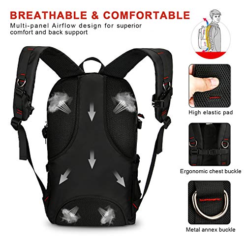 Tocode Laptop Backpack with USB Charging Port & Headphone Port, 17-Inch Fashional Computer School Backpack Water Resistant Business Bag Black Anti-theft Travel Backpacks for Men Women