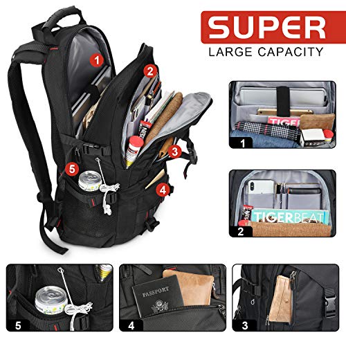 Tocode Laptop Backpack with USB Charging Port & Headphone Port, 17-Inch Fashional Computer School Backpack Water Resistant Business Bag Black Anti-theft Travel Backpacks for Men Women