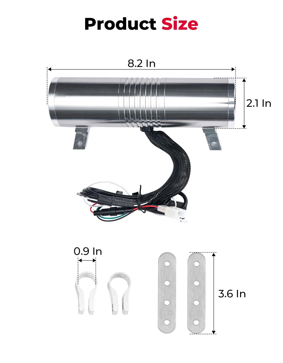 KEMIMOTO Motorcycle Speaker, ATV Motorcycle Stereo Speaker, Waterproof Motorcycle Radio Sound Bar 0.7-1 in, 60 Watts Max Built-in Amplifier, AUX in, USB, Bluetooth-Compatible, FM Radio, Silver