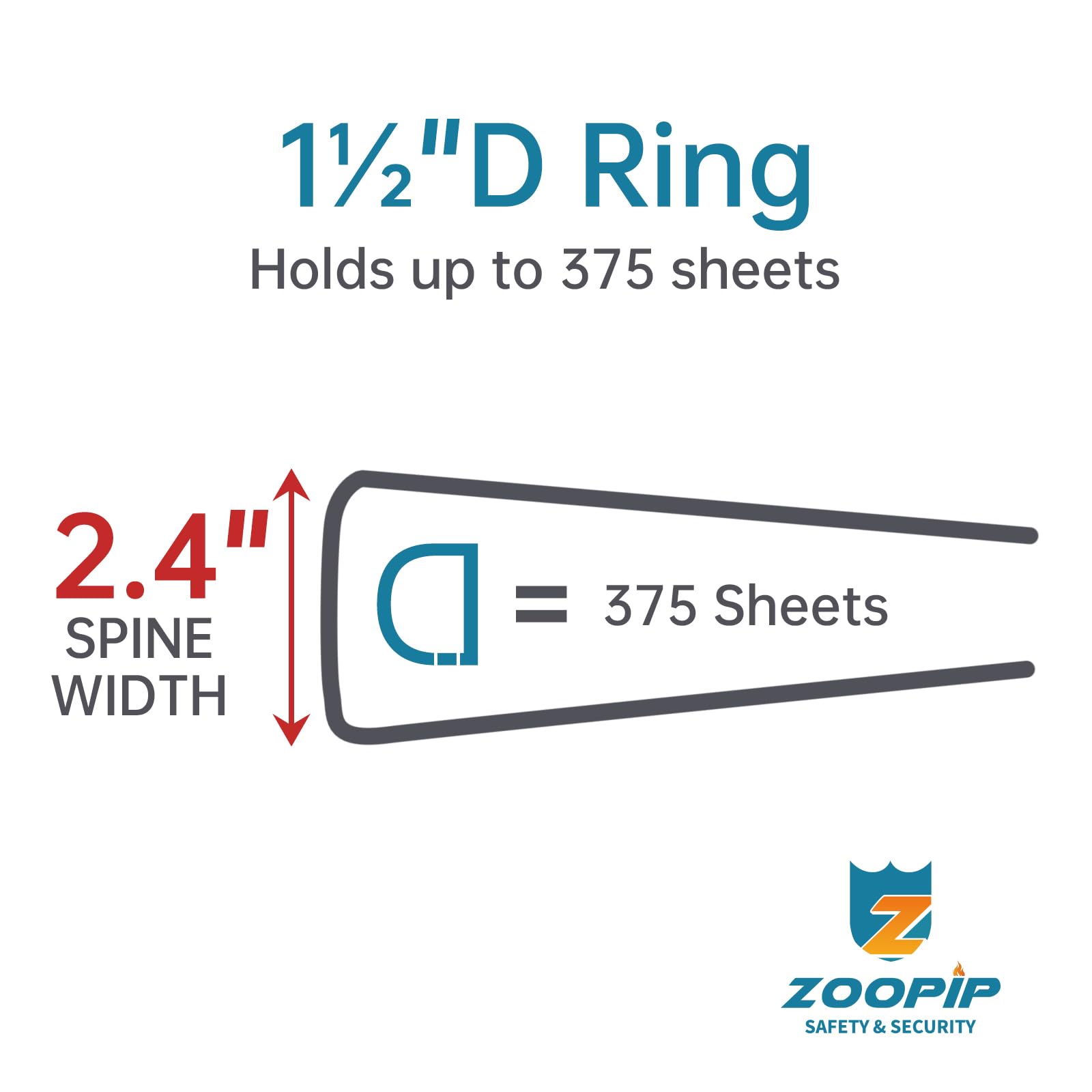 ZOOPIP Fireproof 3 Ring Binder with Zipper, 1.5 Inch D Rings Hold up 375 Sheets of 8.5" x 11" (A4), Compatible with Clear Page Protectors, Built-in Net and Pen Holder(Pink, 1 Pcs)