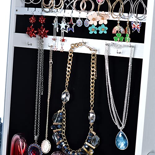 AnQuipet jewelry cabinet floor standing,freestanding jewelry cabinet with full- length mirror, Standing Mirror with Jewelry Storage for Bedroom