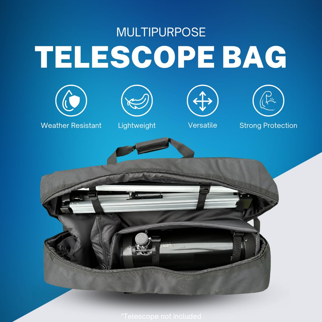 OBENBERG Professional 30" Telescope Bag: High-Density Foam Travel Universal Carrying Case for Celestron, Meade, Orion & Vixen with Shoulder Strap & Accessories, Perfect for Astronomy & Photography
