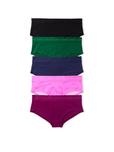 Victoria's Secret PINK Women's Cotton Logo Hipster Underwear, Panties for Women, Heritage Logo, (XL)