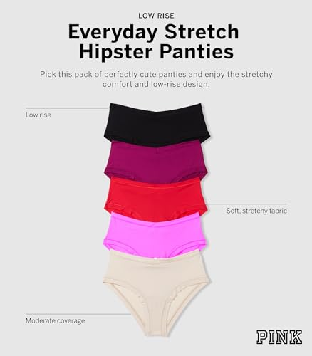 Victoria's Secret PINK Women's Cotton Stretch Hipster Underwear, Panties for Women, Basic, (XL)