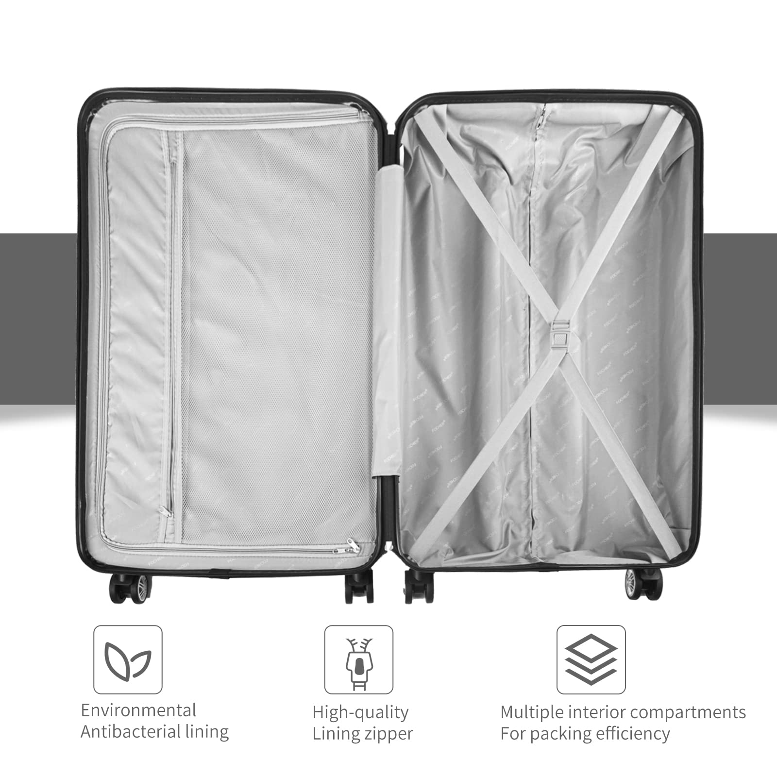 FOCHIER F Hardside Carry On Luggage with TSA Approved Lock, Expandable Rolling Suitcase 22x14x9 airline approved with Spinner Wheels, Grey