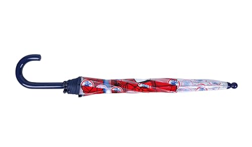 Marvel Little Kids Spidey and His Amazing Friends Toddler Umbrella with Hook Handle - Clear Spiderman Sun/Rain Dome for Kids, Red