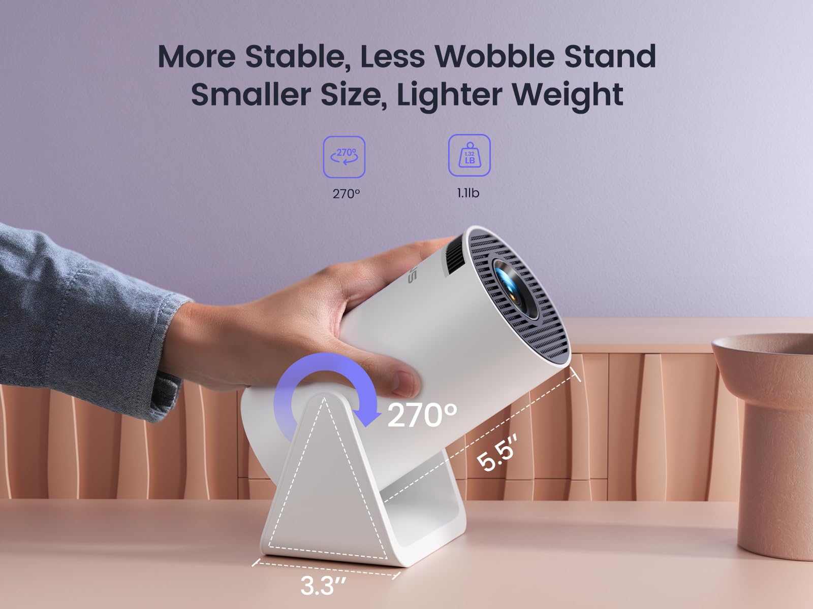 [Short Throw/Adjustable Stand]Mini projector with WiFi and Bluetooth, 2025 Upgrade Outdoor Portable Movie Projector 1080P, Auto Keystone, Home Projector for Phone/TV Stick/Laptop, WiMiUS S27 (White)