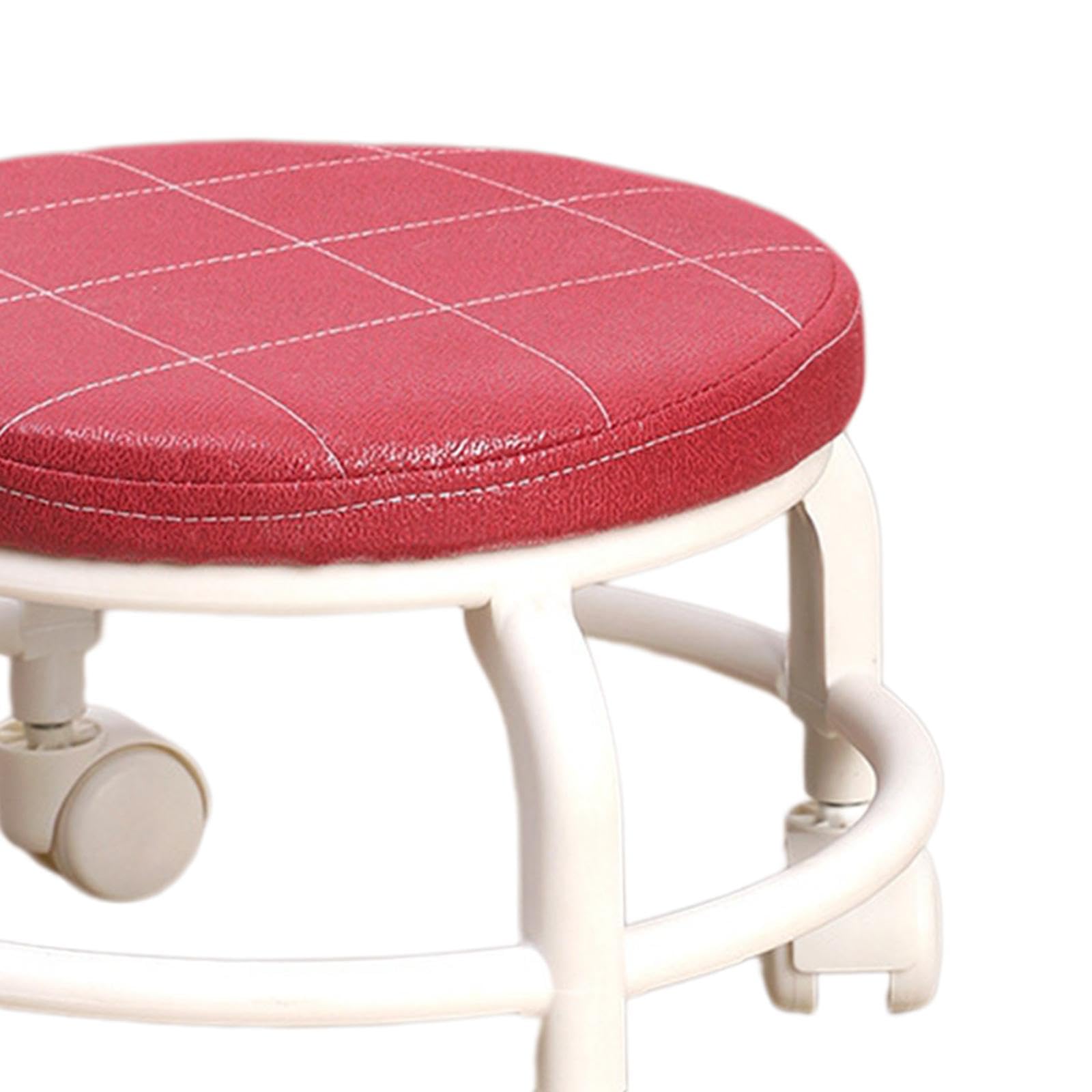 figatia Rolling Stools with Wheels Low Height Rolling Stool Portable Comfortable Household Small Shoe Stool Seat Pulley Wheel Stool for Home Kitchen, Red