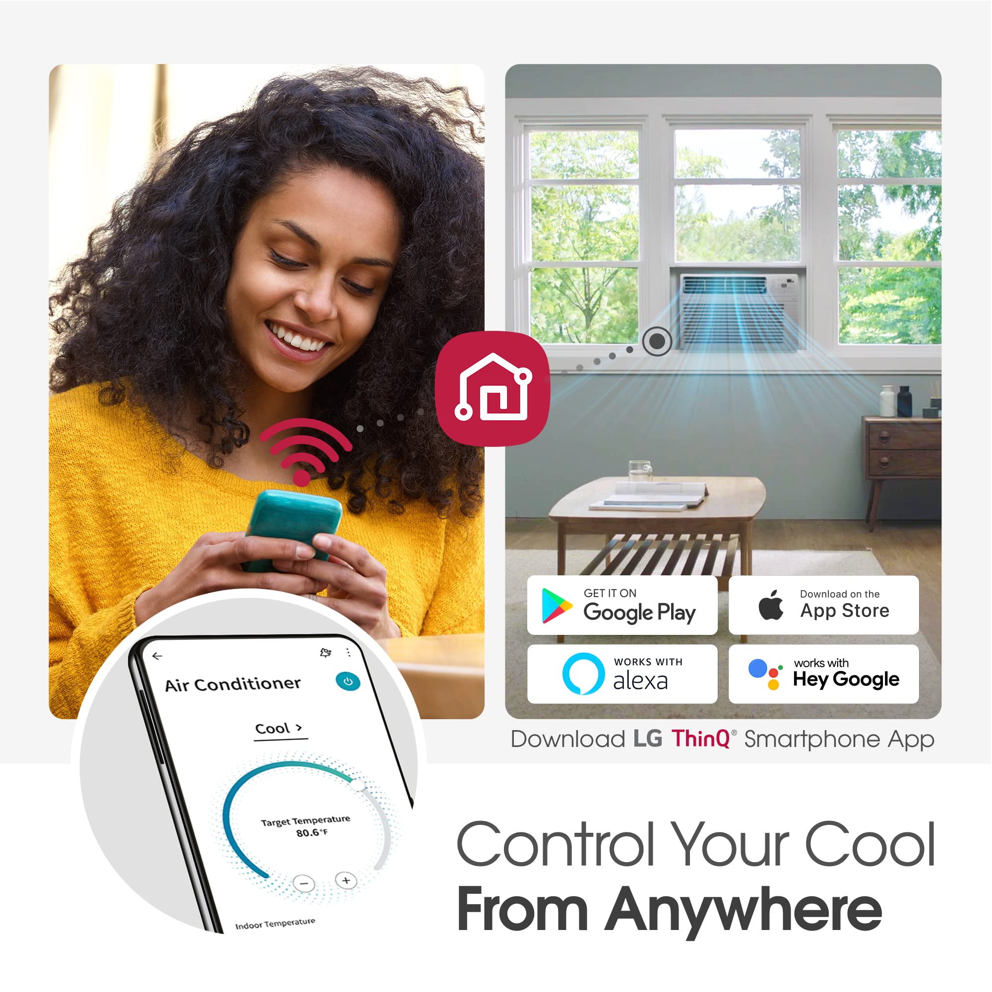 LG 10000 BTU Window Air Conditioners [2023 New] & 8000 BTU Window Air Conditioners 2023 New Remote Control WiFi Enabled App Ultra-Quite Washable Filter Cools 340 Sq. Ft